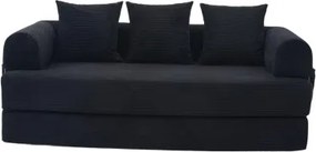 Aosom Skládací kompresní pohovka s pevným kovovým rámem, boční kapsy plus 3 polštáře, 200D x 94Š x 67V cm, černá