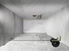 Mexen Lunar-B, L Otočné levé sprchové dveře 145 cm, 8mm čiré sklo, zlatý matný profil, 832SL-145-050-55-00-L