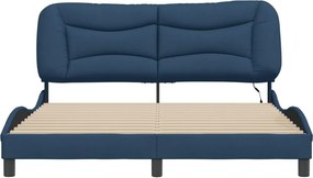 Rám postele s LED bez matrace Hvar modrý 160 x 200 cm textil 3213717
