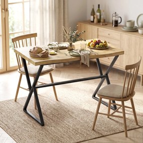 HOMCOM jídelní stůl pro 2 osoby, kuchyňský stůl, moderní styl s tlustou stolní deskou, 110 x 67 x 75,5 cm, černá a dub
