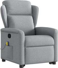 Zvedací masážní polohovací křeslo světle šedé textil 3303144