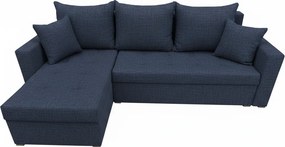 Rohová rozkládací sedací souprava do L LORENZA, 238 cm, s úložným prostorem Roh pohovky: Levý roh, Barva látky Sawana: Tmavě modrá (Sawana 80)