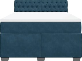 Box spring postel s matrací modrá 140 x 200 cm samet 3288640