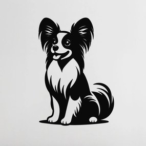 dřevo života Dřevěný obraz psa Papillon Zvolte rozměr (cm): 42x60, Zvolte barvu dekoru: Černá