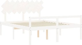 Postel s čelem pro seniory bílý 160x200 cm masivní dřevo 3195557