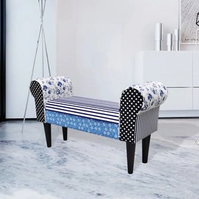 Patchworková lavice ve venkovském stylu | modro-bílá