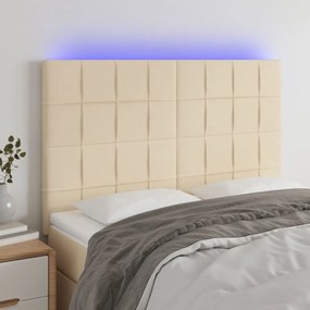 Čelo postele s LED krémové 144x5x118/128 cm textil