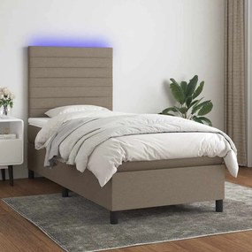 Box spring postel s matrací a LED taupe 90x190 cm textil
