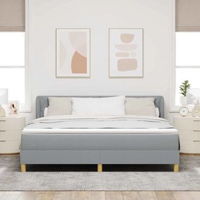 Postel s boxspringem s čelo Světle šedá 180 x 200 cm textil 3340290