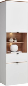 XXXLutz VITRÍNA, bílá, dub artisan, 60/200/36,3 cm Hom`in - Kredence a vitríny - 002737044110
