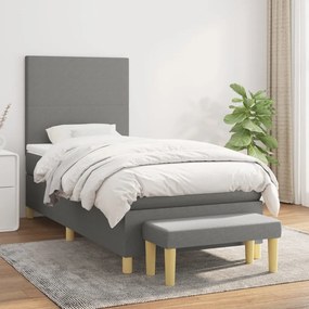 vidaXL Box spring postel s matrací 100 x 200 cm textil [3136973] Barva: Tmavě šedá