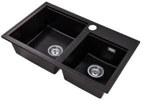 Gamma Modern 8020, 2-komorový granitový dřez 795x495x210 mm, černá se zlatými body, GMA-ZLE000033