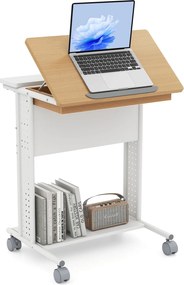 Costway Psací stůl s kolečky a naklápěcí stolní deskou, na mobilní počítač