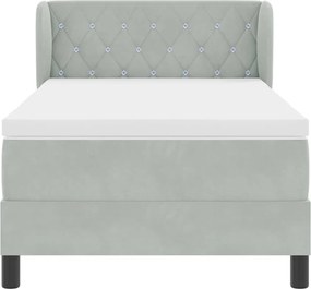 Postel s boxspringem s čelo Světle šedá 100 x 200 cm samet 3340322