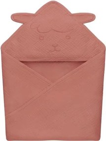 Dětská osuška lionelo muslin hooded towel red coral