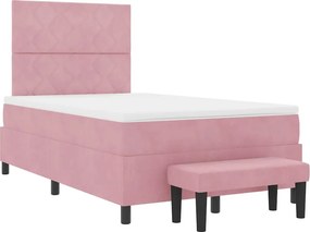Postel s boxspringem s čelo Růžová 190 x 120 cm samet 3344569