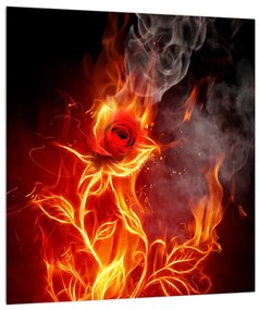 Obraz růže v ohni (30x30 cm)