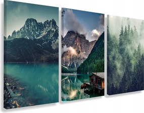 Obrazy na plátně Velký triptych na zeď do obývacího pokoje Horská krajina Krajina