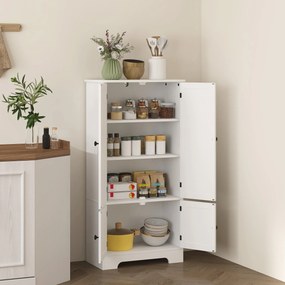 HOMCOM Kuchyňský K cabinet s Úložným Prostorem a Nastavitelnými Policemi pro Jídelnu a Obývací Pokoj, 58,2 x 30 x 123 cm, bílý