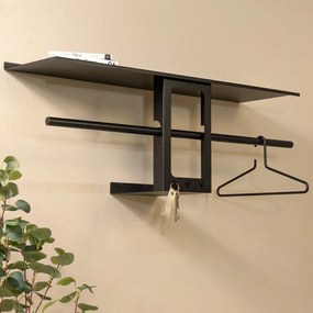 Černý ocelový nástěnný věšák s poličkou 100 cm Luno Small – Spinder Design