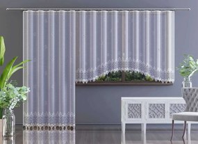 Hotová záclona nebo balkonový komplet, Amanda, bílá 380 x 180 cm