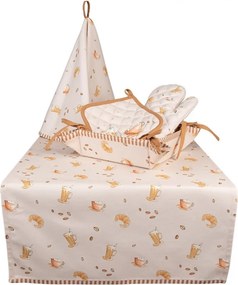 Béžová kulatá bavlněná utěrka Your Favorite Breakfast - Ø 80 cm