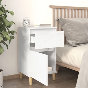 Noční stolek bílý s vysokým leskem 40 x 35 x 70 cm - Default Title
