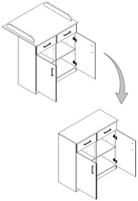 Komoda s přebalovacím pultem Joker, bílá/šedý beton