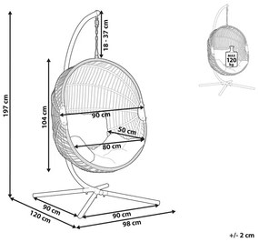 Závěsné křeslo z umělého ratanu se stojanem bílé ACRI Beliani