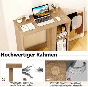 Costway Malý psací stůl s 2 přihrádkami – 80 × 40 × 74 cm, přírodní