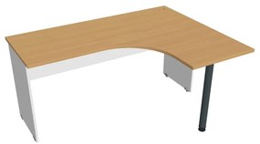 Stůl ergo levý 160*120 cm - Hobis Gate GE 60 L Dekor stolové desky: buk, Dekor lamino podnože: bílá, Barva nohy: černá