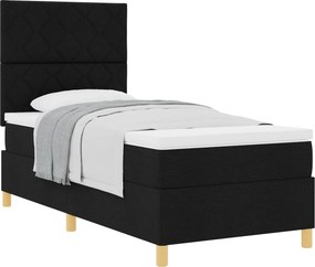 Postel s boxspringem s čelo Černá 100 x 200 cm textil 3339674