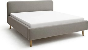 Taupe čalouněná dvoulůžková postel s úložným prostorem s roštem 160x200 cm Mattis – Meise Möbel