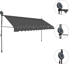 Ručně zatahovací markýza s LED světlem 350 cm antracitová 145867