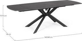 BIZZOTTO Černý rozkládací jídelní stůl JANIKA 160-240x90 cm 0731288