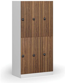 Šatní skříňka S1 s úložnými boxy, 6 boxů, 1850 x 900 x 500 mm, demont, RFID zámek, laminované dveře, ořech