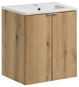Comad Koupelnová skříňka s keramickým umyvadlem Nova Oak 50 cm - dekor dubu