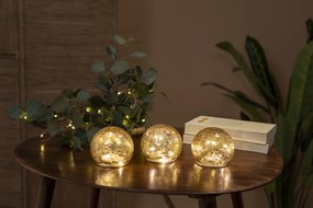 Vánoční stolní lampa zlatá 10 cm včetně LED, sada 3 ks - Lua