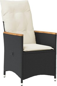 3dílný bistro set s poduškami černý polyratan 3276831