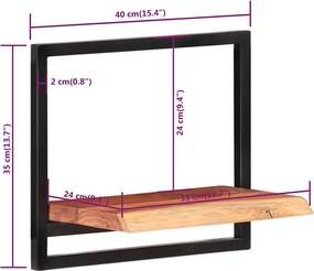 Nástěnné police 2 ks 40 x 24 x 35 cm masivní akácie a ocel 338460