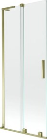 Mexen Velar L, 2-křídlová posuvná vanová zástěna 85 x 150 cm, 8mm čiré sklo, zlatý lesklý profil, 896-085-003-01-50