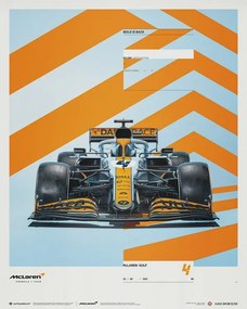 Umělecký tisk McLaren x Gulf - Lando Norris - 2021, (40 x 50 cm)