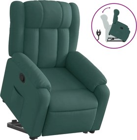 Zvedací polohovací křeslo tmavě zelené textil 3205322