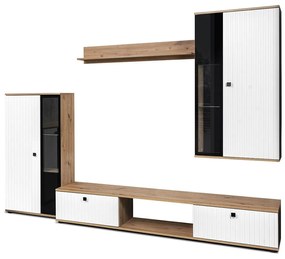 Obývací stěna SALSA + komoda | artisan/bílá | 3D povrch