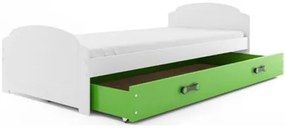 Dětská postel LILI s úložným prostorem 90x200 cm -  bílá Zelená