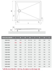 Roth MARMO NEO SQUARE-R 100 x 80 cm sprchová vanička MAN SQ 100080 2E