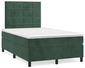 Box spring postel s matrací a LED tmavě zelená 120x190 cm samet 3270314