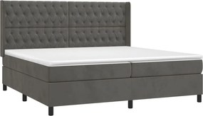 Box spring postel s matrací tmavě šedá 200x200 cm samet 3132880