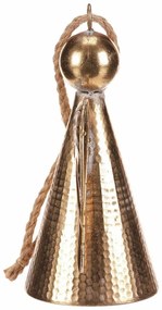 Závěsná kovová vánoční dekorace Anděl zvon 24 cm, zlatá