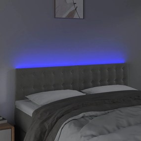 Čelo postele s LED světle šedé 144 x 5 x 78/88 cm samet 3122094